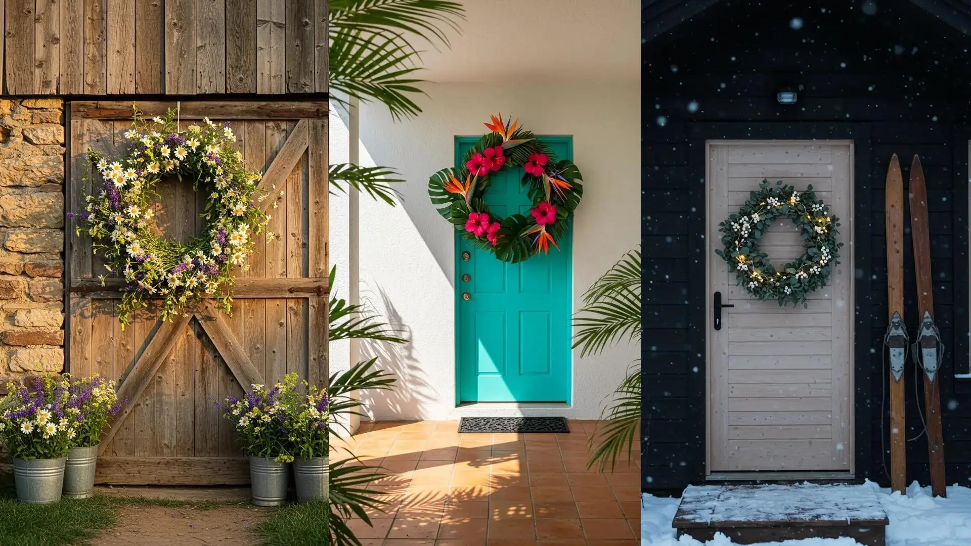 19 decoraciones de puertas con coronas de flores naturales - Hauszi Español