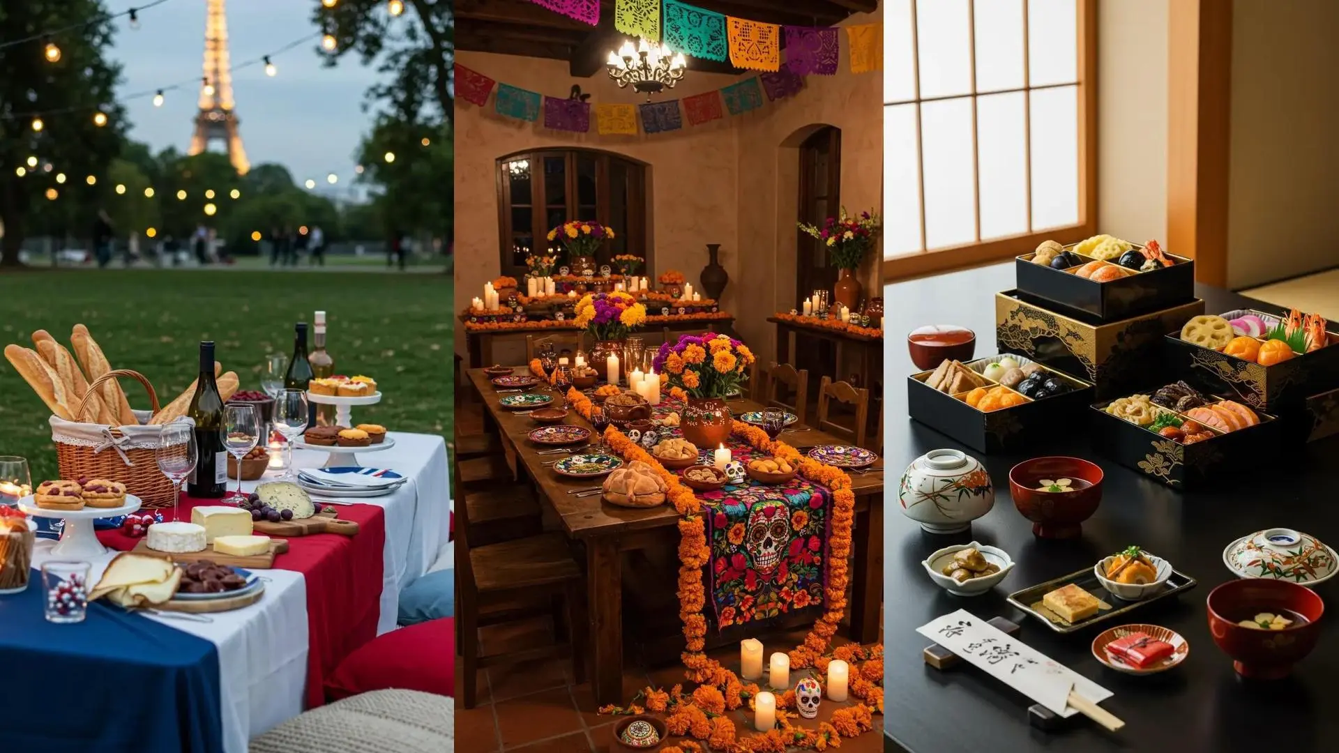 22 mesas de comida típica con vajilla decorada - Hauszi Español