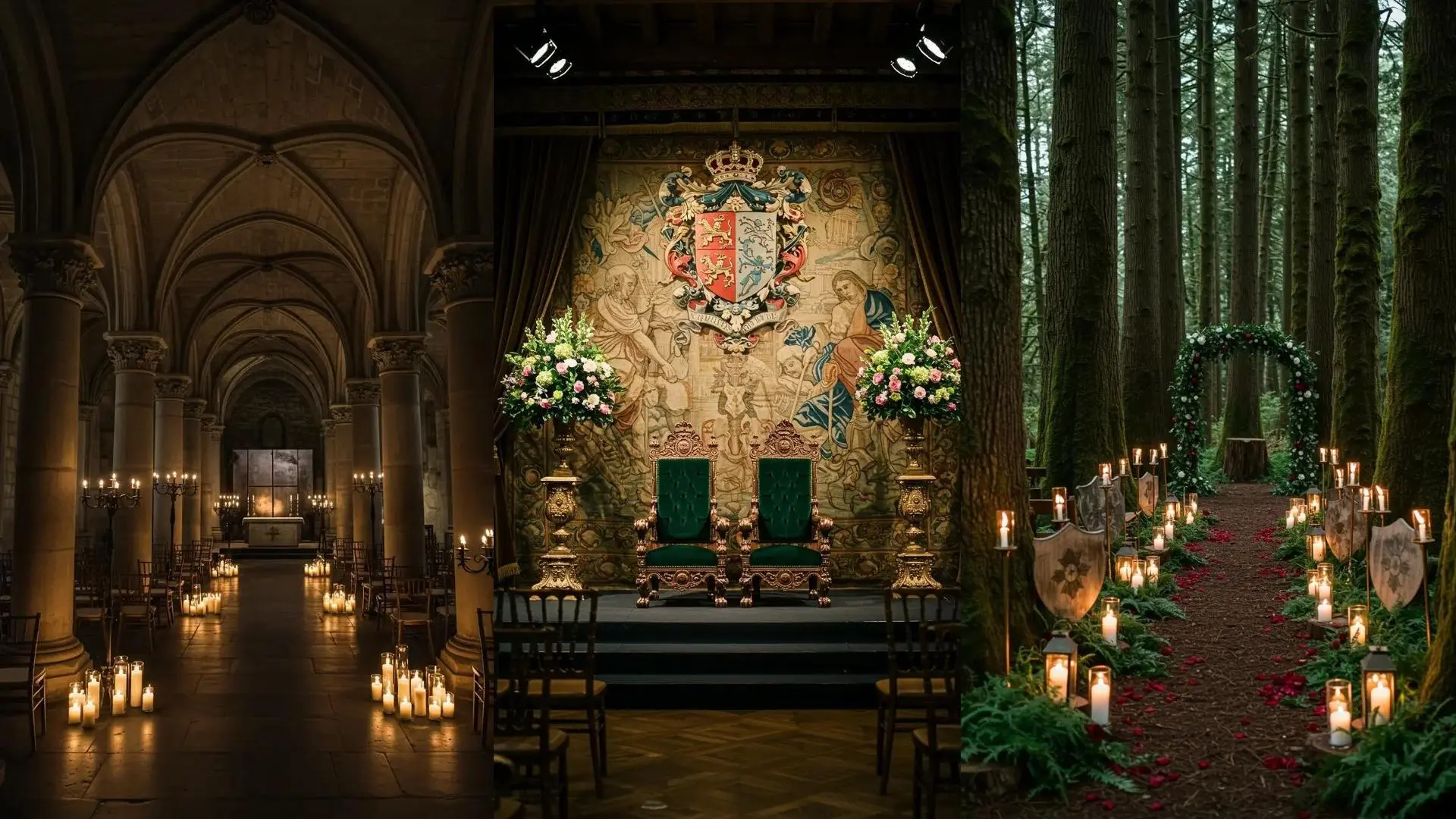 24 bodas estilo medieval con candelabros y escudos - Hauszi Español