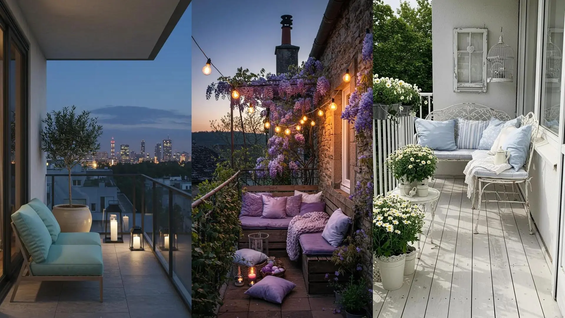 18 Rincones románticos en balcones con decoración en tonos pastel ...