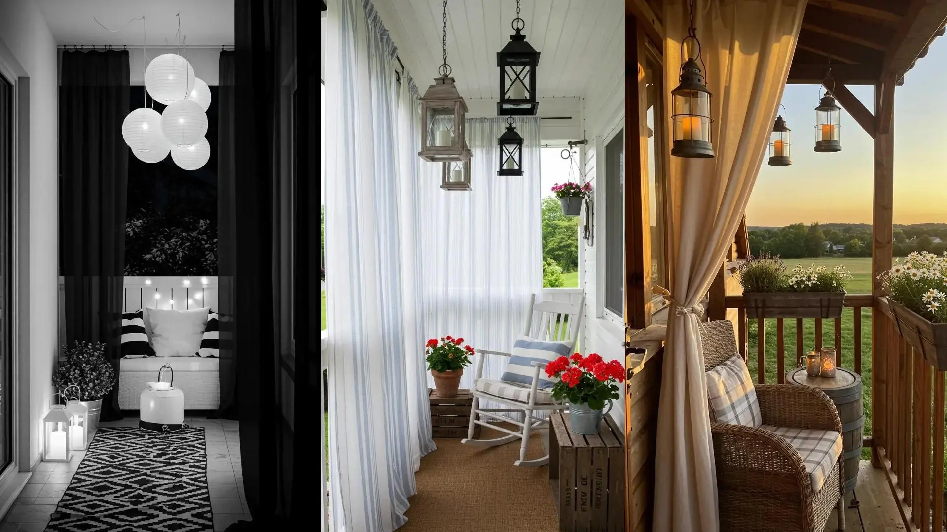 30 Magia en balcones con cortinas ligeras y faroles colgantes - Hauszi ...